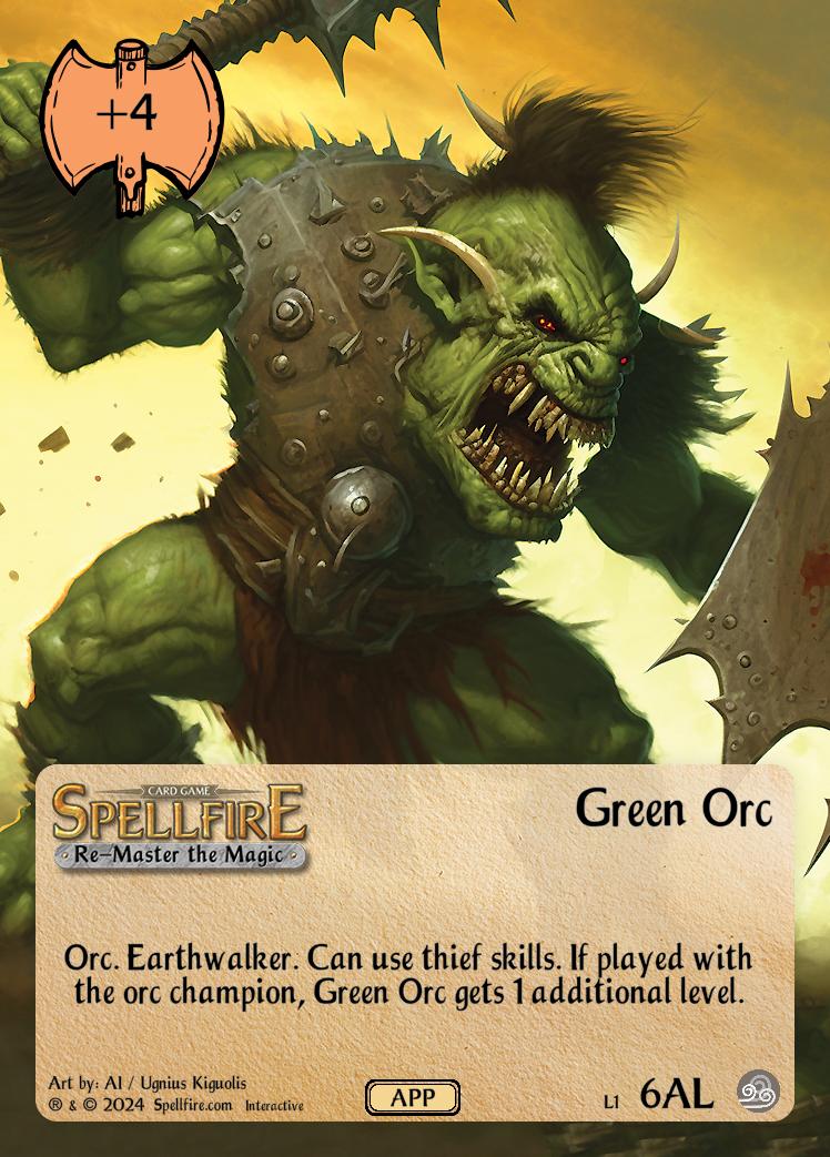 Green Orc - Level 1 Spellfire card - Interactive edition
